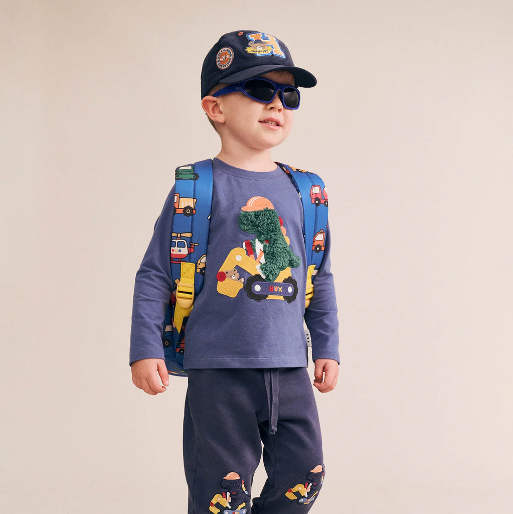 Huxbaby Tradie Dino Top - Vintage Blue | Laurie Claire Kids