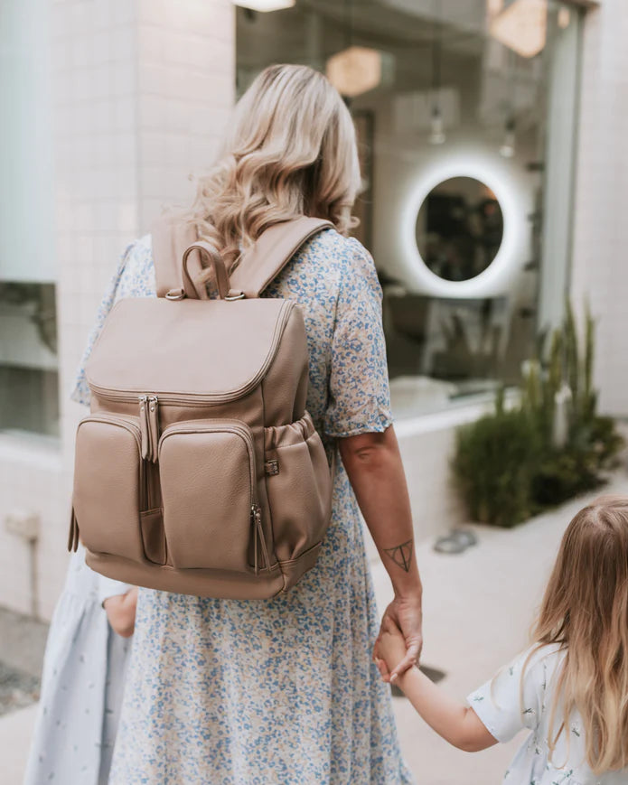 Oat Dimple Faux Leather Backpack OiOi | Laurie Claire Kids